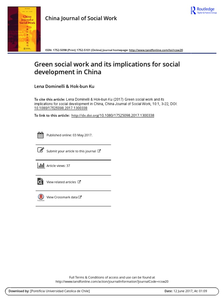 Green Social Work and Its Implications For Social Development in China ...