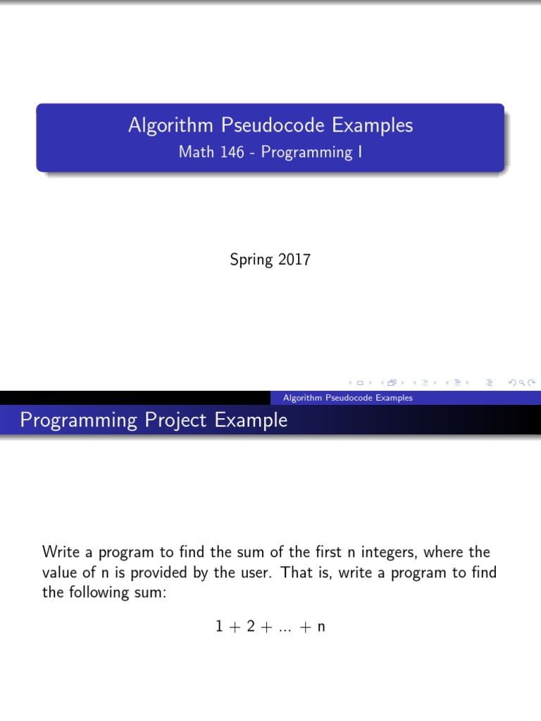 Pseudocode Example Slides Pdf Algorithms Computer Science