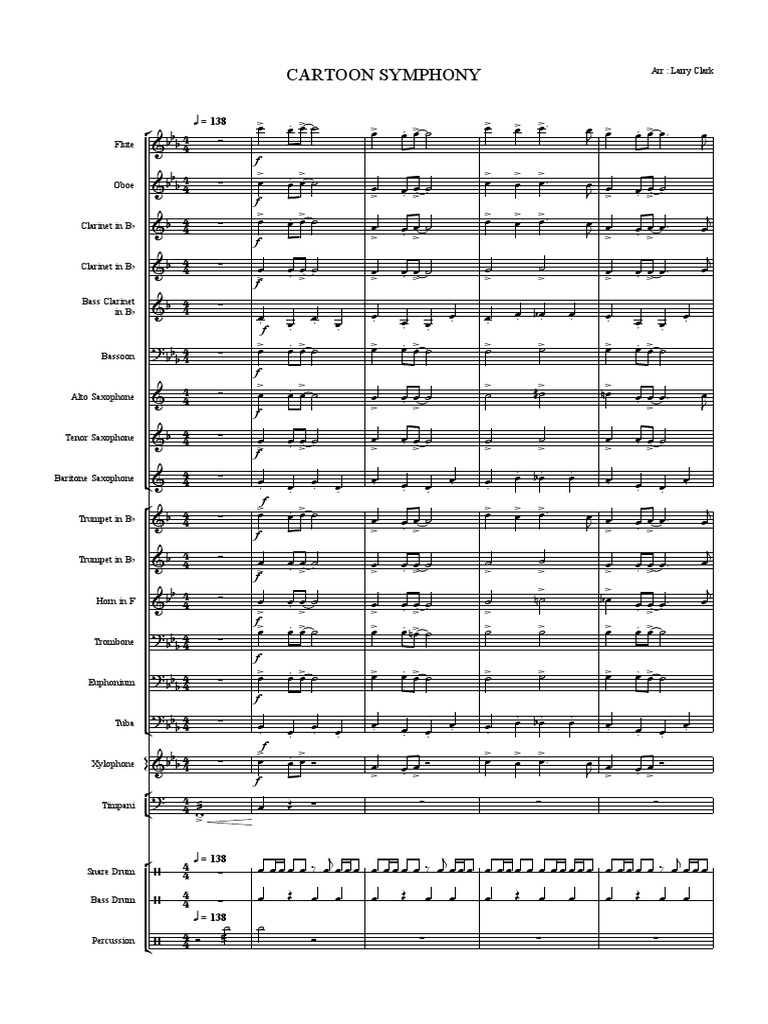 Cartoon Symphony - Concert Band Parts - Arr. Larry Clark | PDF