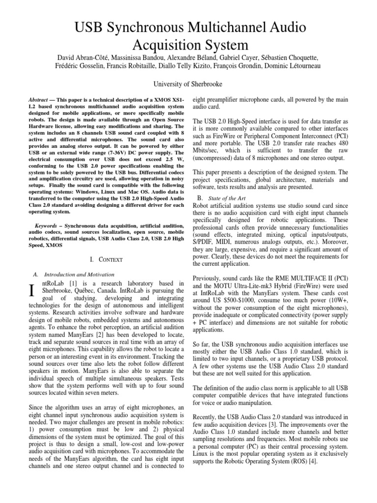 USB Synchronous Multichannel Audio Acquisition System | PDF | Usb ...