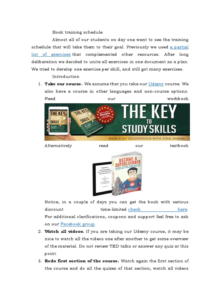 Book Training Schedule | PDF | Paragraph | Memory