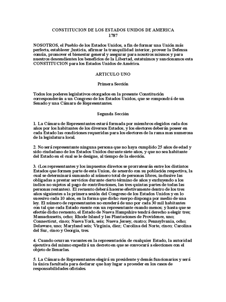 Constitucion de Estados Unidos PDF | PDF | Presidentes de los Estados ...