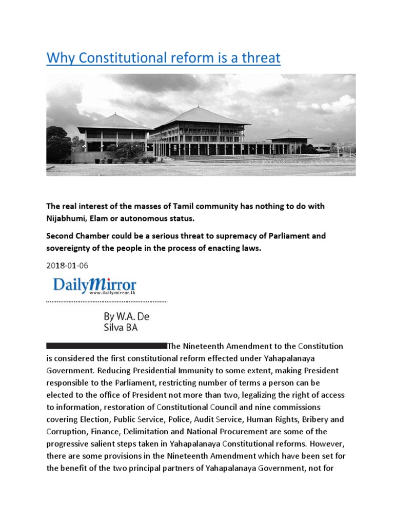 Why Constitutional Reform Is A Threat | PDF | Federalism | Constitution