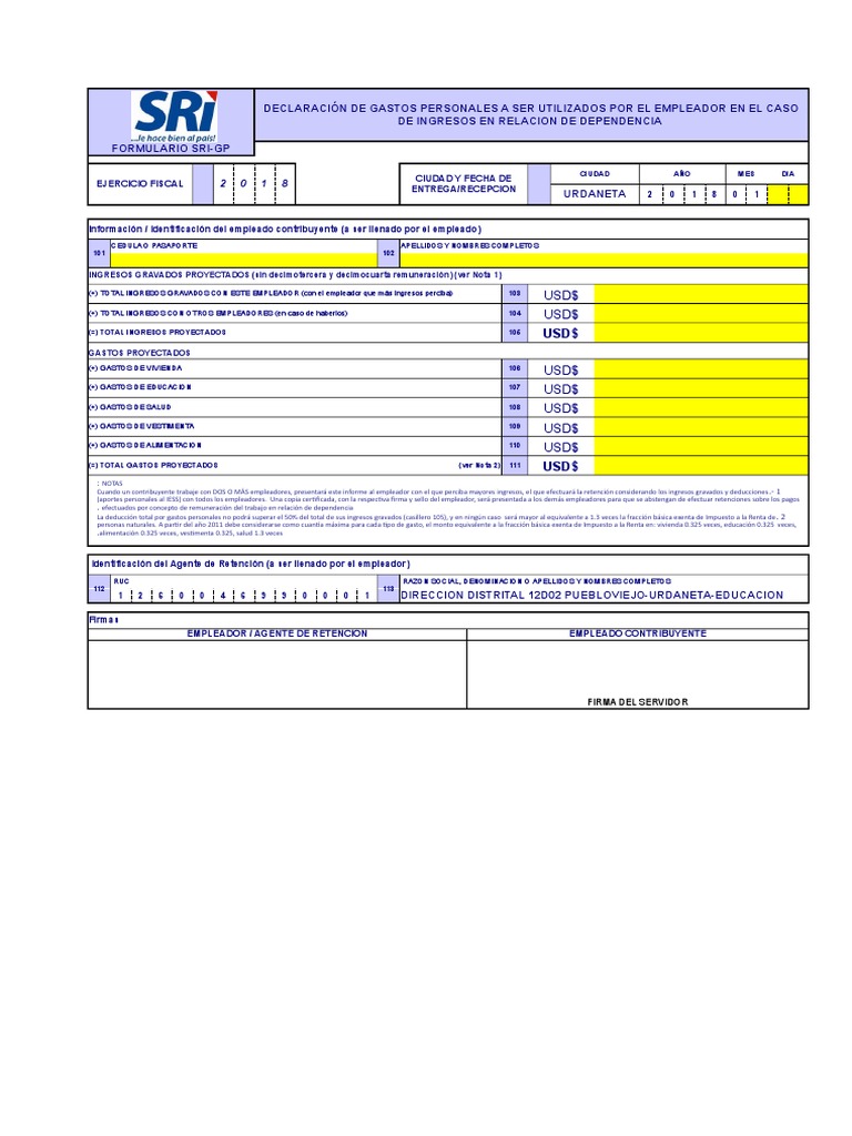 Formulario SRI - GP - 2018 | Pagos | Impuestos | Prueba gratuita de 30 ...