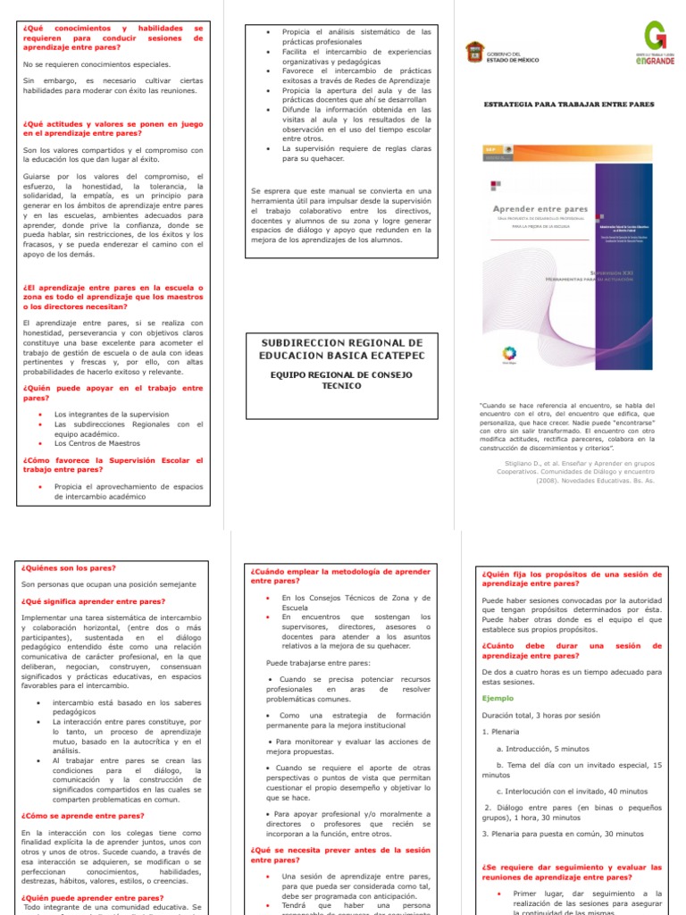 Triptico Trabajo Entre Pares | PDF | Aprendizaje | Modificación de ...