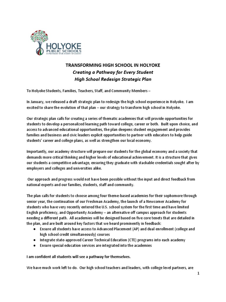 Creating A Pathway For Every Student: Holyoke High School Redesign ...