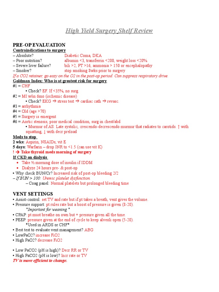 High Yield Surgery Shelf Exam Review Complete | PDF | Crohn's Disease ...