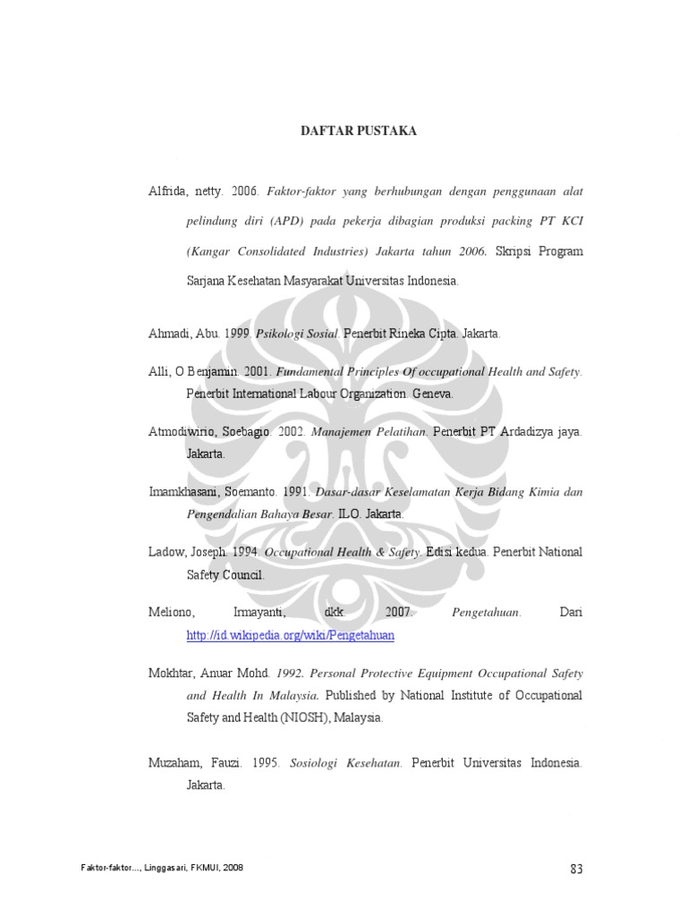 Pelindung Diri (APD) Pada Pekerja Dibagian Produksi Packing PT KCI ...