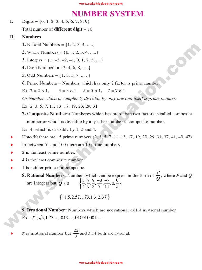 Number System | PDF | Prime Number | Rational Number