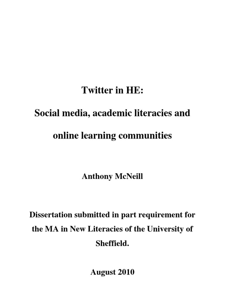 Anthony McNeill MANL Twitter Dissertation | PDF | Ethnography | Social ...