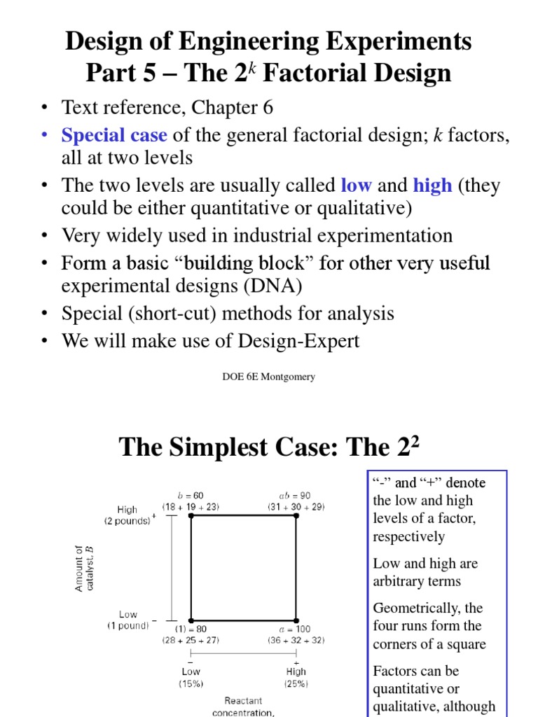 Design of Engineering Experiments Part 5 - The 2 Factorial Design | PDF | Errors And Residuals ...