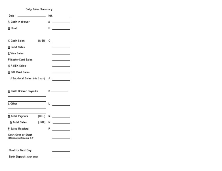 Daily Cash Sheet - 3up | PDF