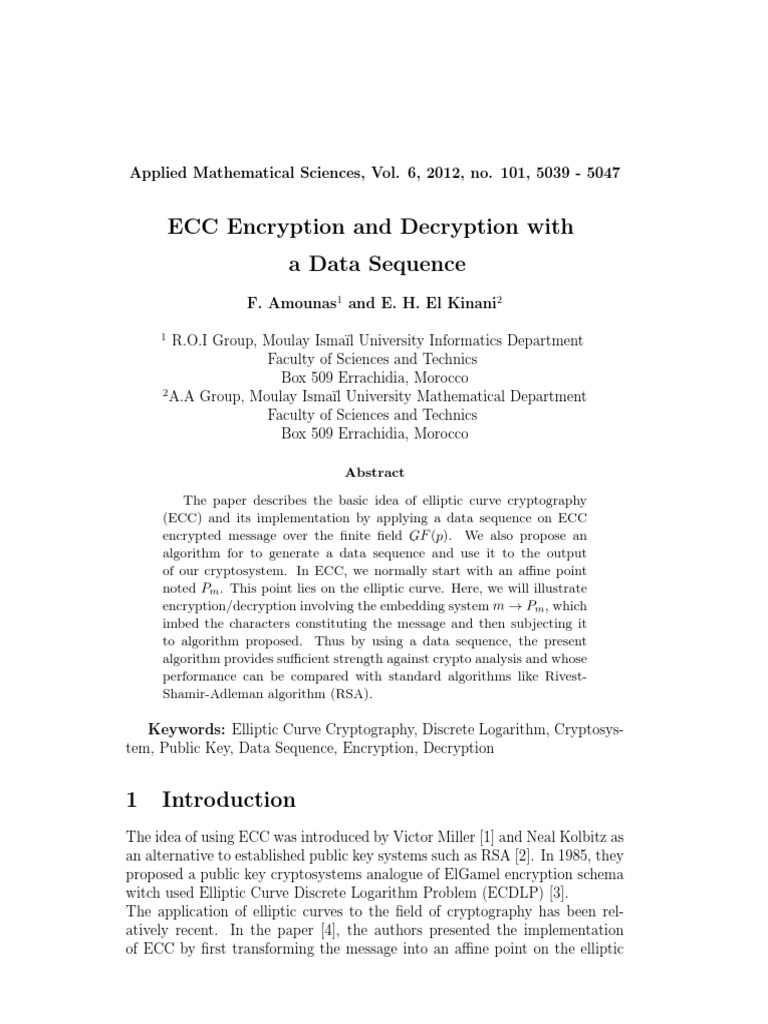 Ecc With Data Sequence | PDF | Cryptography | Key (Cryptography)