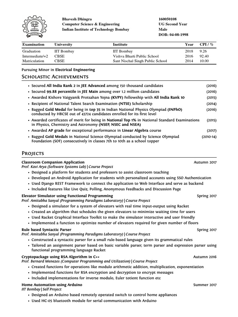 Scholastic Achievements | PDF | Parsing | Electronics