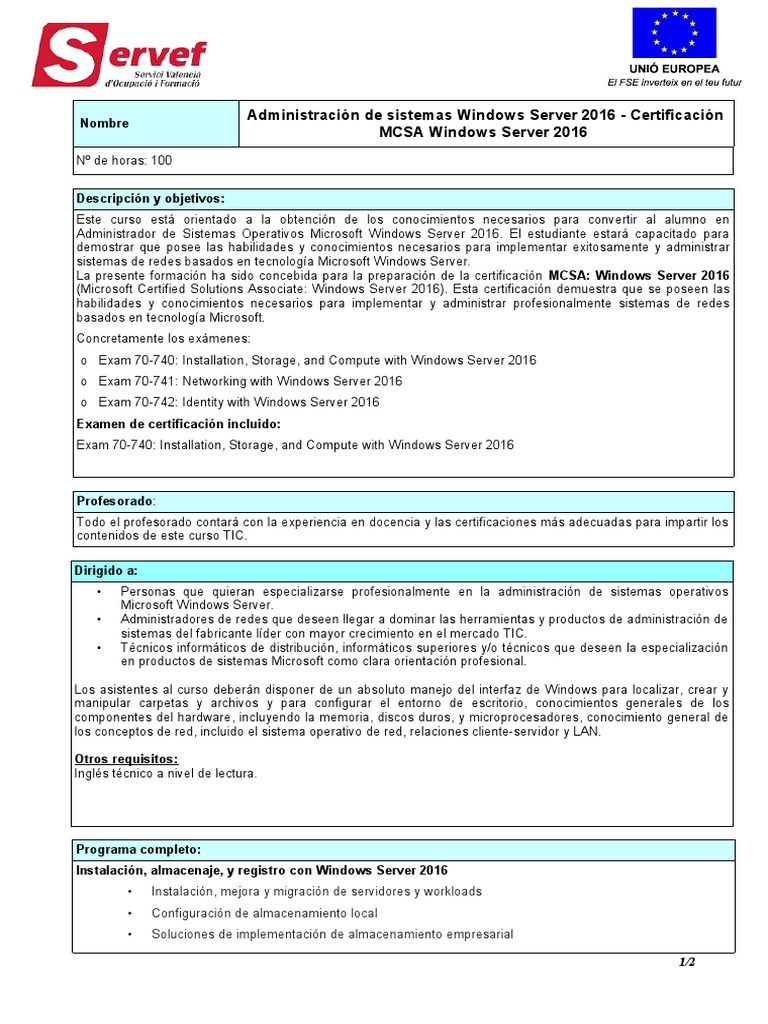 Administración de Sistemas Windows Certificación MCSA Windows Server ...