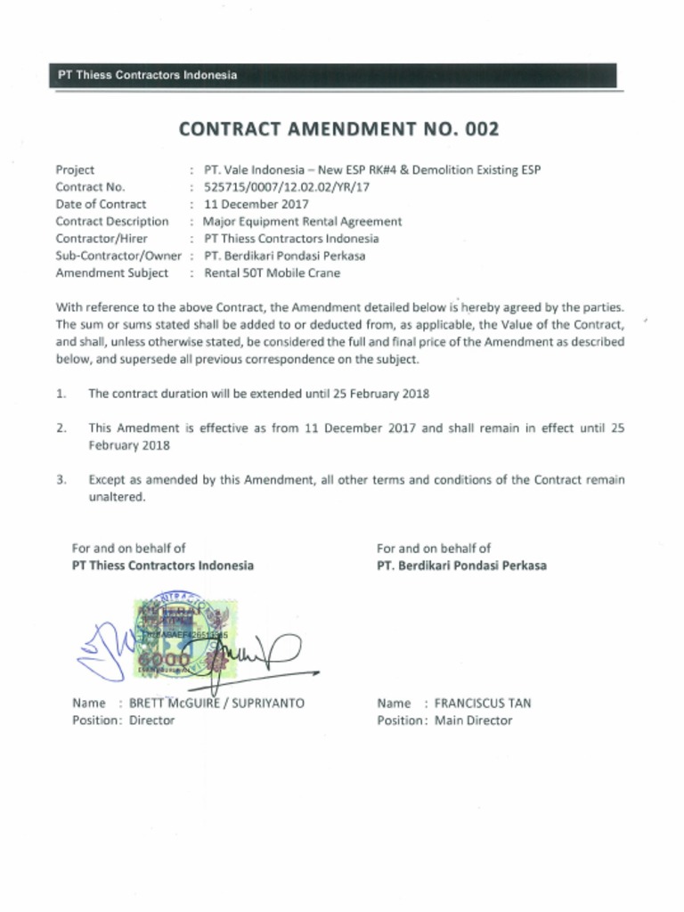 PA-Berdikari Pondasi Perkasa (Amend.02) | PDF