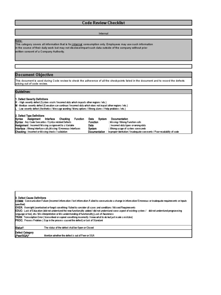 Code Review Checklist Object Id Date Version | PDF | Database Index | Subroutine