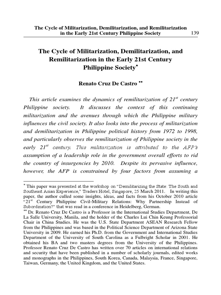 Philippine Militarization Dynamics 21st Century | PDF | Civil–Military ...
