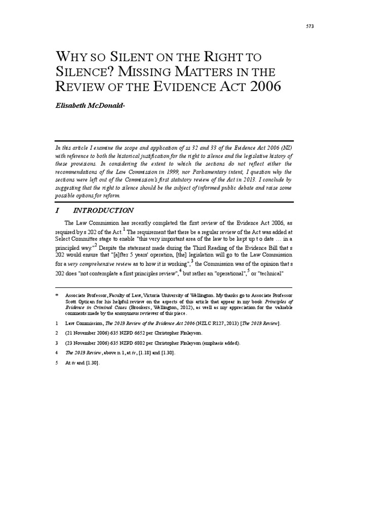 Why So Silent on the Right to Silence | PDF | Right To Silence | Self ...