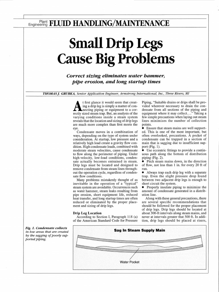 Optimizing Drip Legs in Steam Systems | PDF | Steam | Chemical Engineering