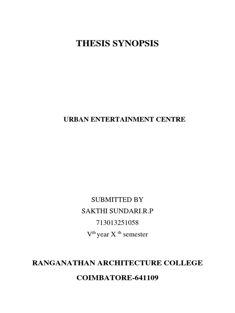 Thesis Synopsis: Urban Entertainment Centre | PDF | Shopping Mall | Retail