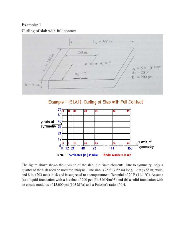 Example: 1 Curling of Slab With Full Contact | PDF