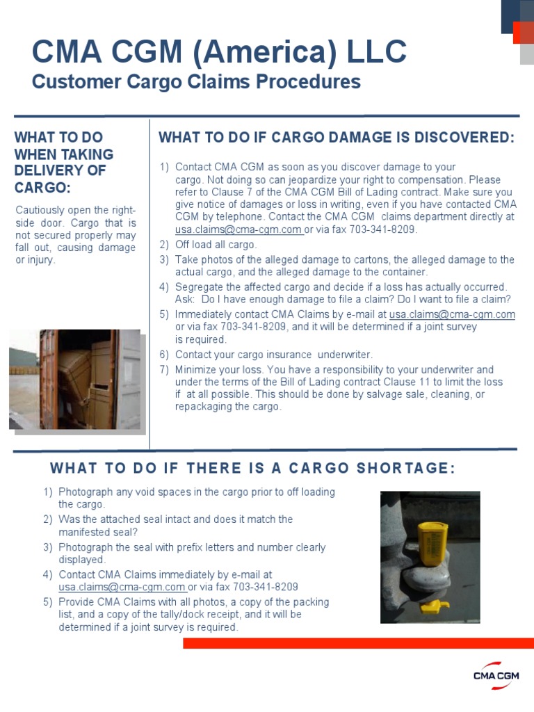 CMA CGM Cargo Claims Procedure Guide | PDF | Cargo | Invoice