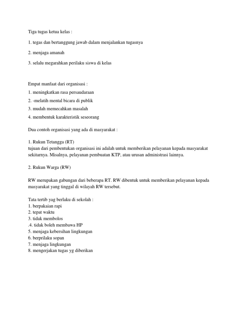 Tiga Tugas Ketua Kelas | PDF