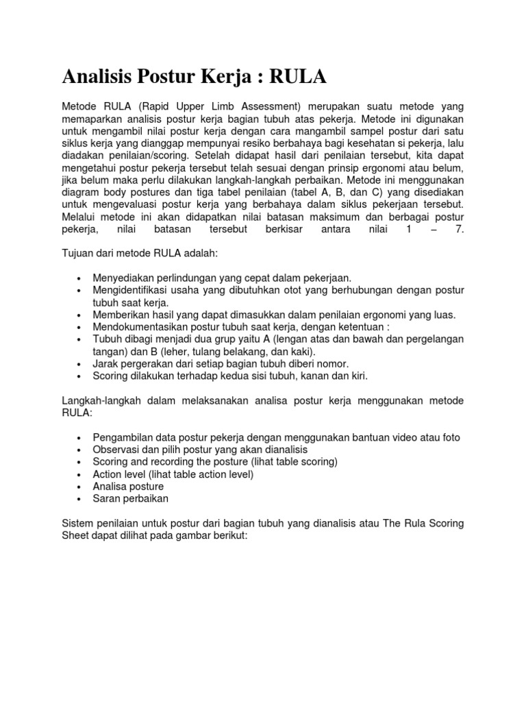 Analisis Postur Kerja | PDF