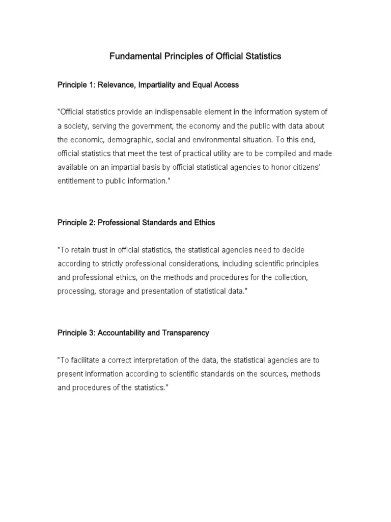 Fundamental Principles of Official Statistics | PDF | Official ...