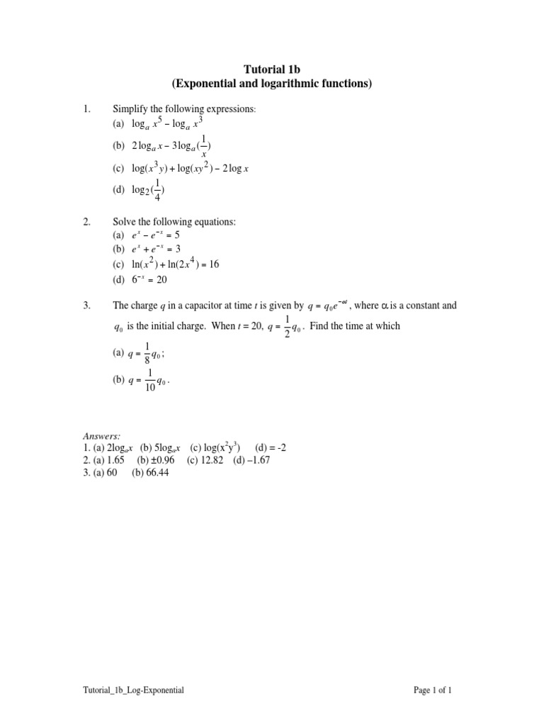 Tutorial 1b Log-Exponential | PDF