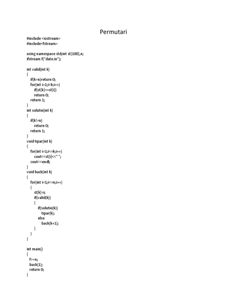 Permutari | PDF | C++ | Computer Programming