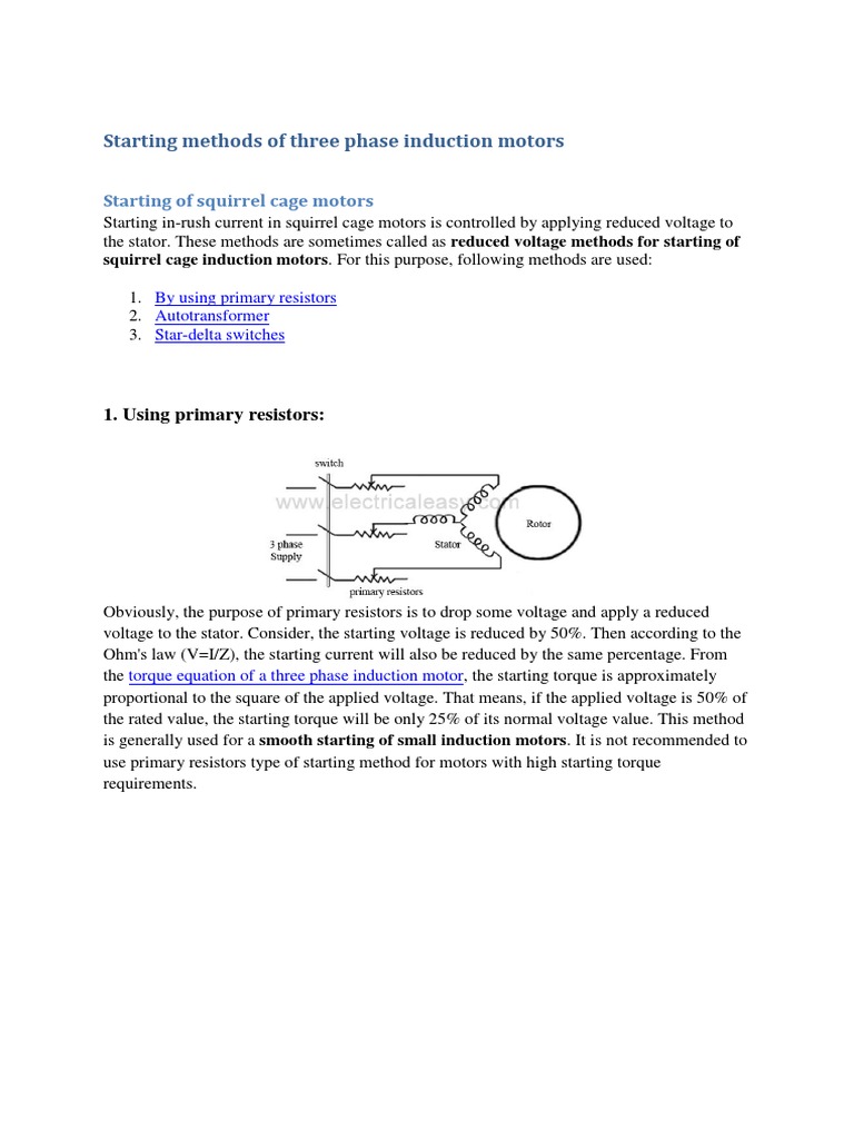 Starting Methods for 3-Phase Induction Motors | PDF | Servomechanism ...