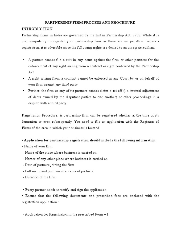 Partnership Firm Process and Procedure - 12 Page | Download Free PDF | Partnership | Lawsuit