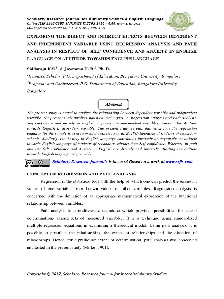 EXPLORING THE DIRECT AND INDIRECT EFFECTS BETWEEN DEPENDENT AND INDEPENDENT VARIABLE USING ...