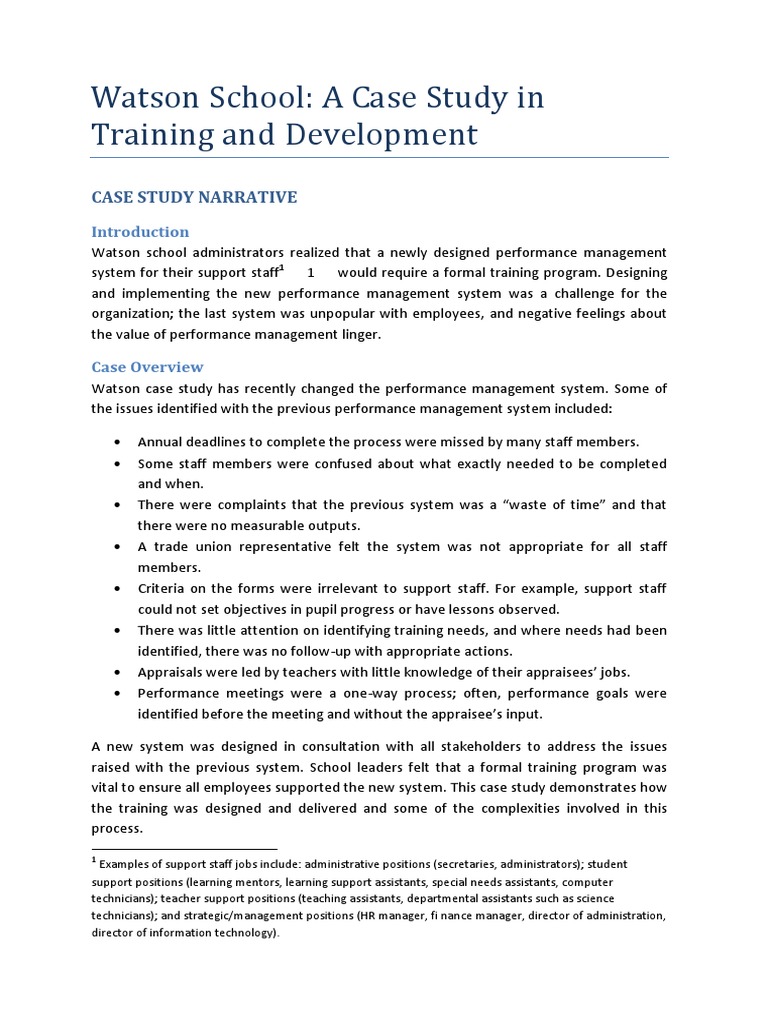 Watson School: A Case Study in Training and Development | PDF ...