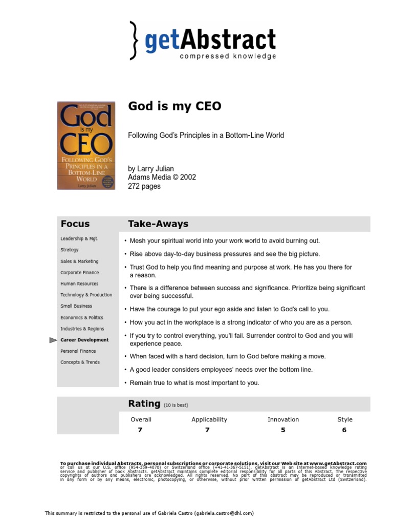 God Is My Ceo Abstract | Download Free PDF | Leadership | Faith