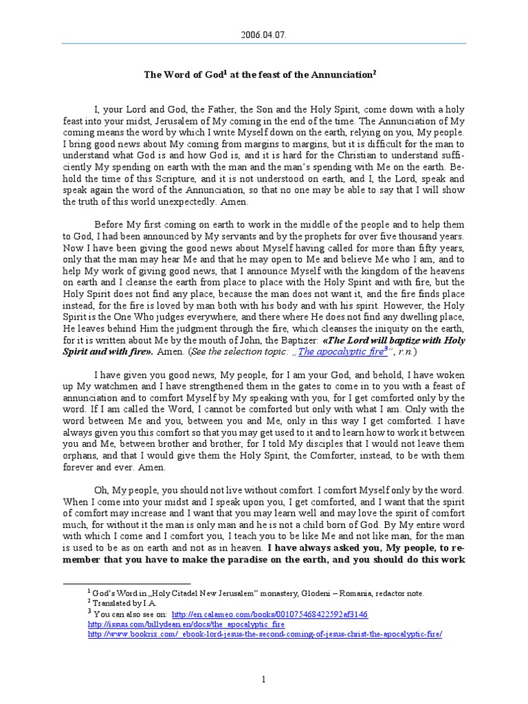 Annunciation: God's Word and Comfort | PDF | God In Christianity | The ...