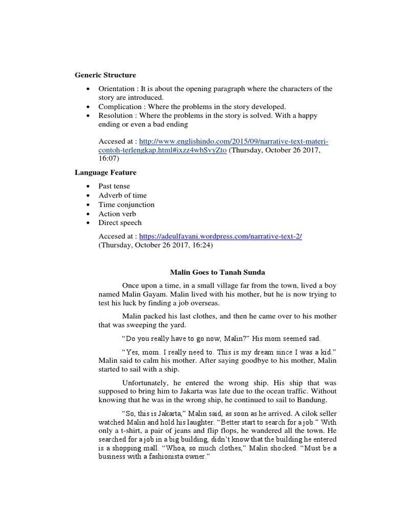 Structure of a Narrative Text | PDF