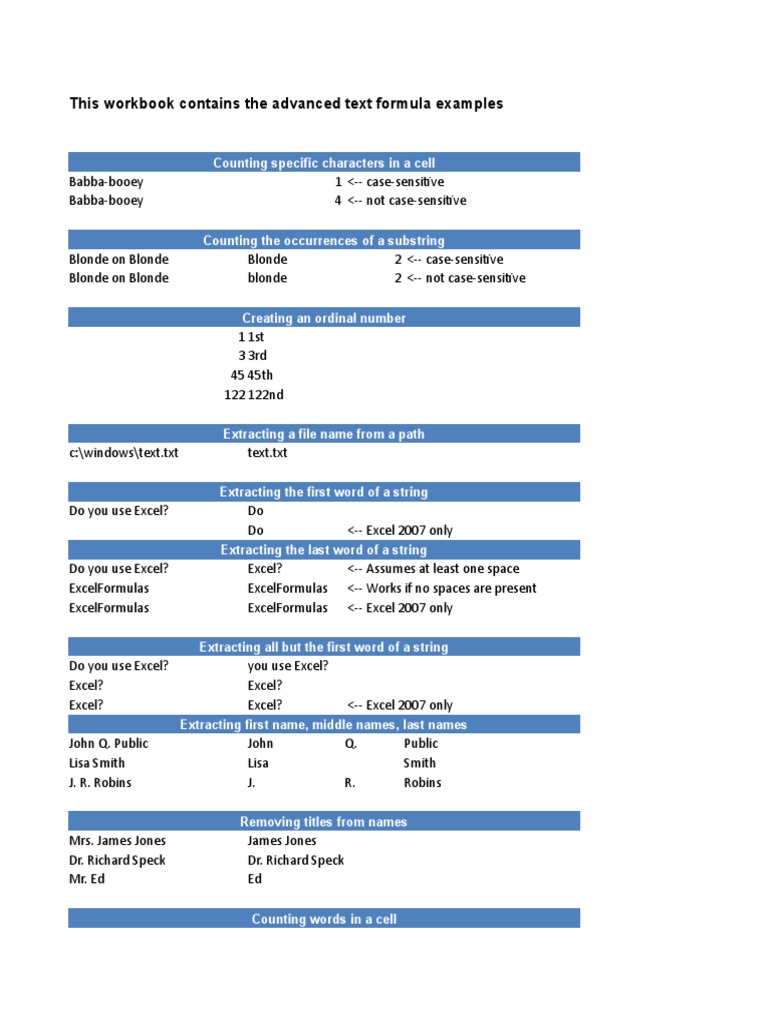 Text Formula Examples | PDF