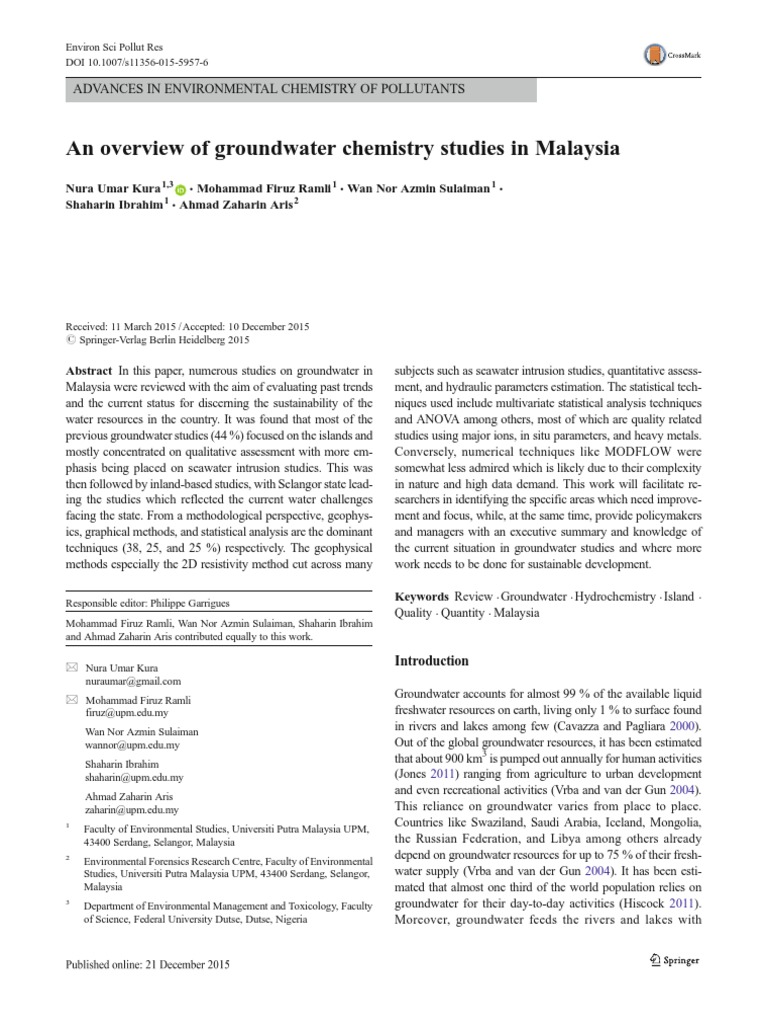 An Overview of Groundwater Chemistry Stu | PDF | Aquifer | Groundwater