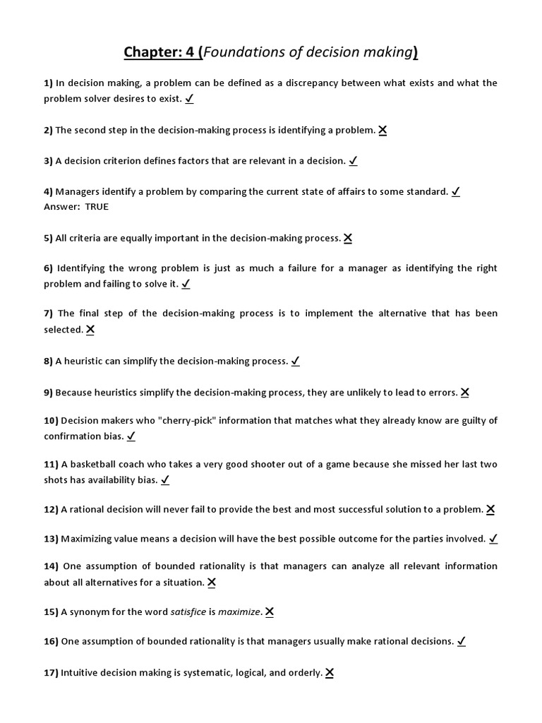 A Decision Making MCQ | PDF | Decision Making | Rationality