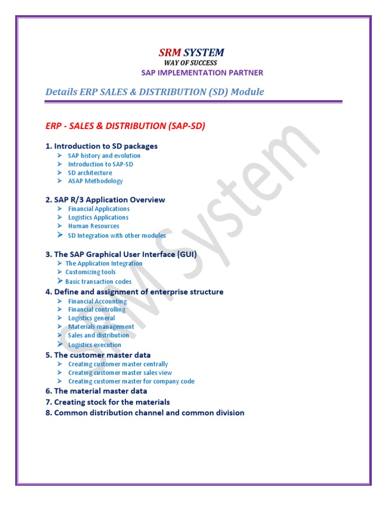 Sap SD1 | PDF | Invoice | Software