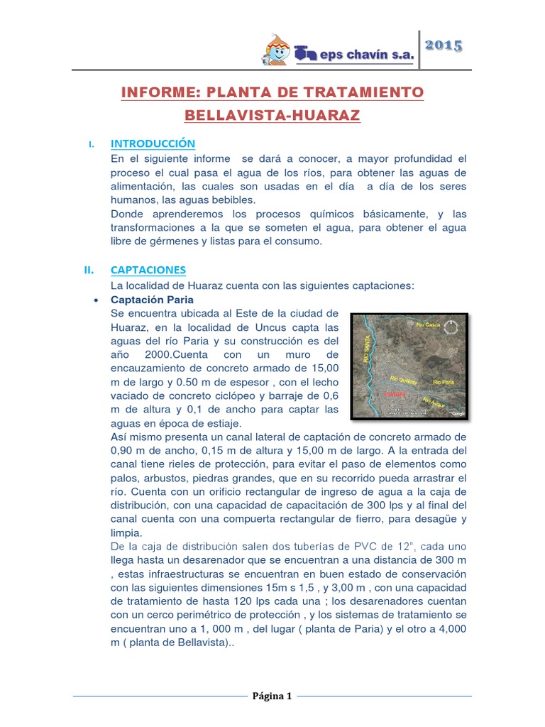 Informe Eps Chavin | PDF | Filtración | Cobre