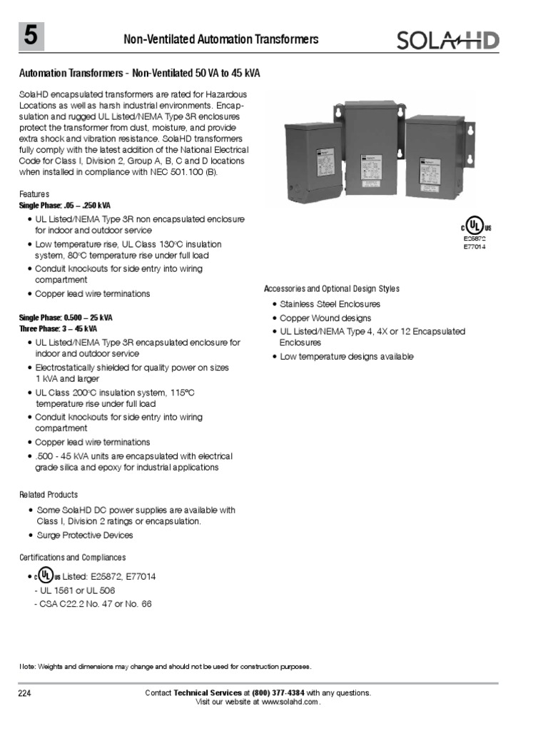 Automation Transformers - Non-Ventilated 50 VA To 45 kVA | PDF ...