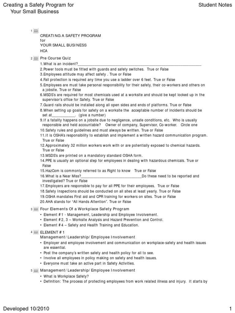 Creating A Safety Program | PDF | Occupational Safety And Health ...
