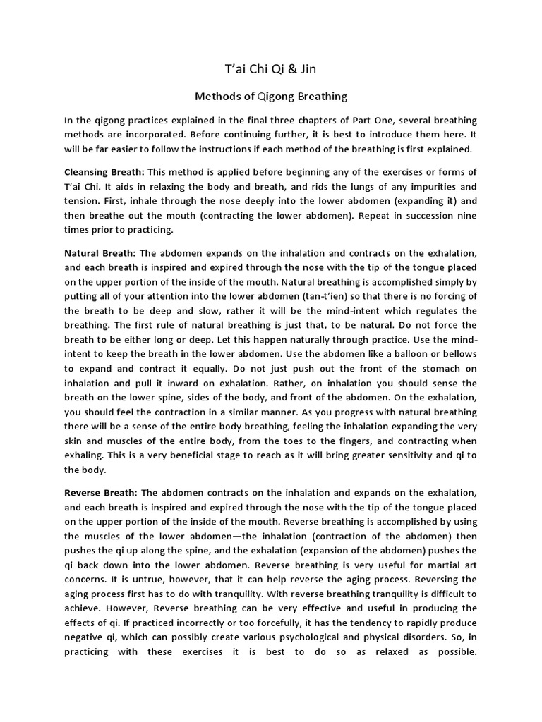 Methods of Qigong Breathing | PDF | Qigong | Breathing