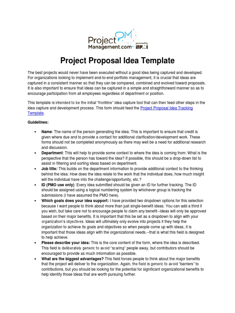 Project Proposal Idea Tracking Template | PDF | Business | Cognition