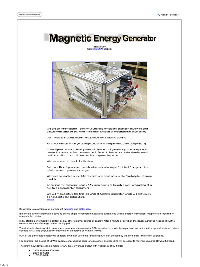 Magnetic Energy Generator | PDF | Electric Generator | Magnetic Field