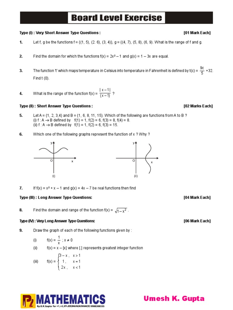 Analysis Of Functions And Their Domains Ranges And Graphs Based On Given Questions Pdf